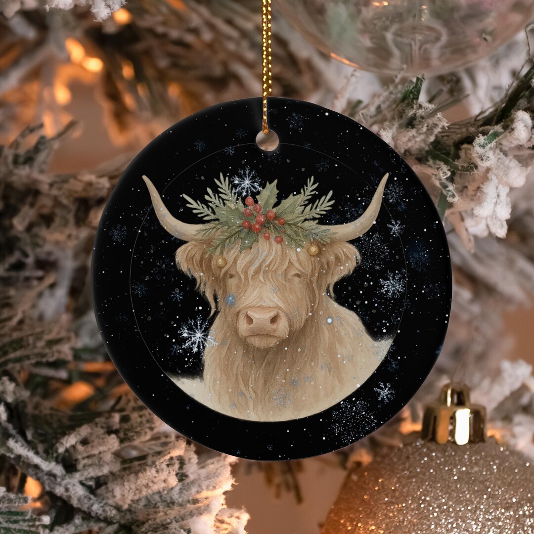 Highland Cow Ceramic Ornament Christmas Cow Lover Scotland Gifts ...
