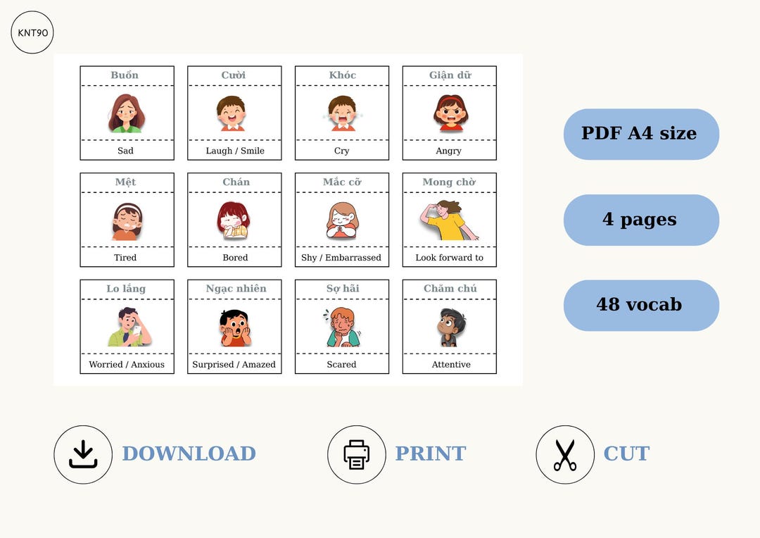 48 Emotions & Personality Flashcards | Digital Printable - Etsy