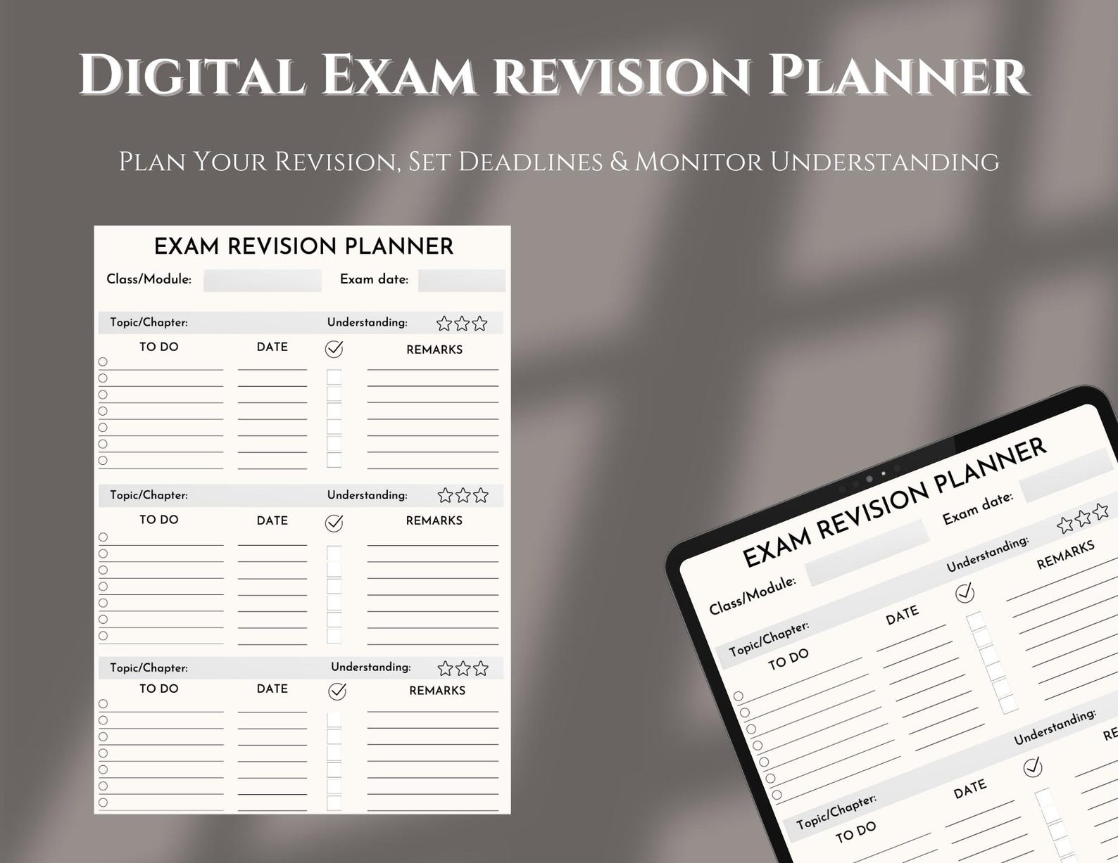 Printable Exam Revision Planner - Track Topics, Deadlines ...