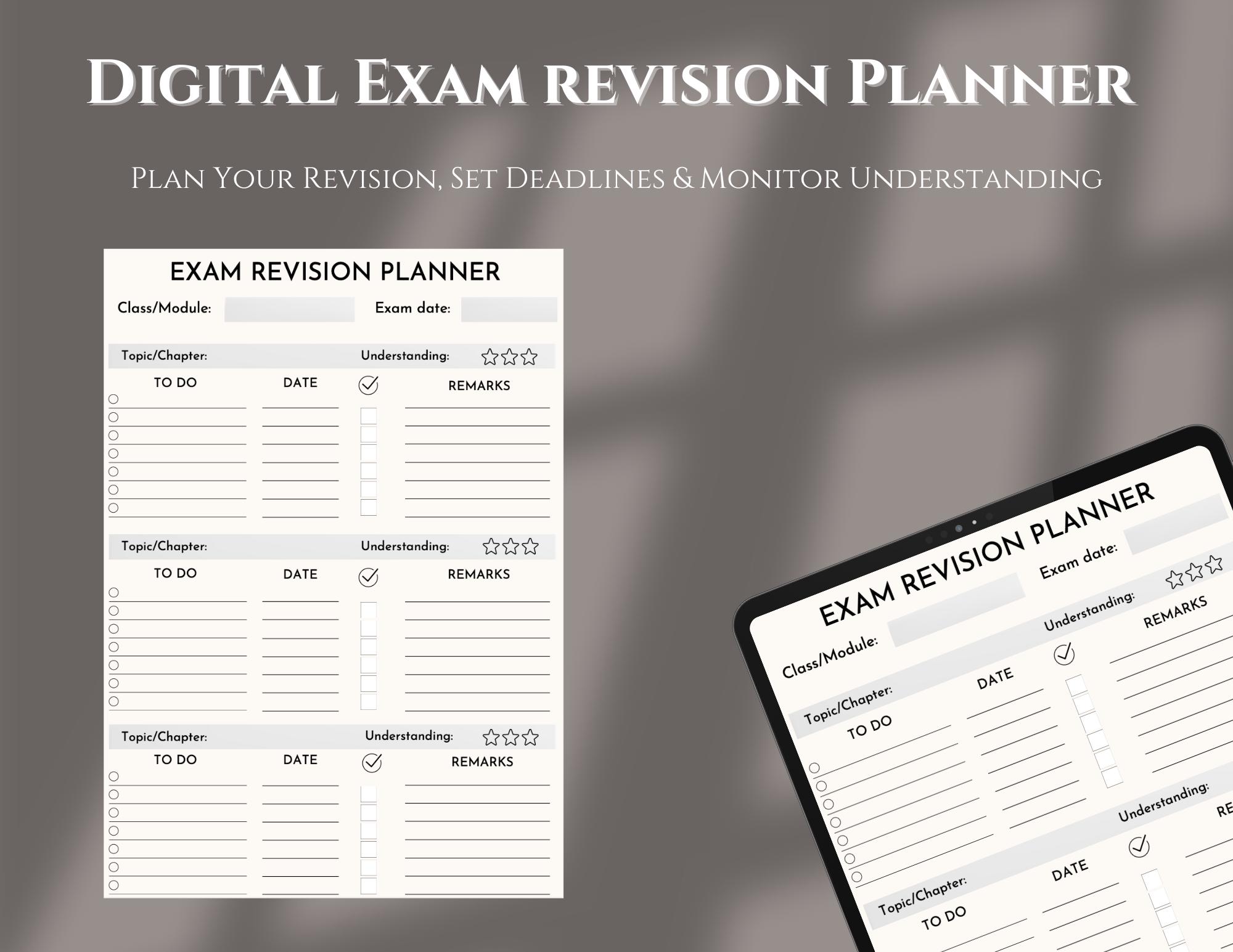 Printable Exam Revision Planner - Track Topics, Deadlines ...