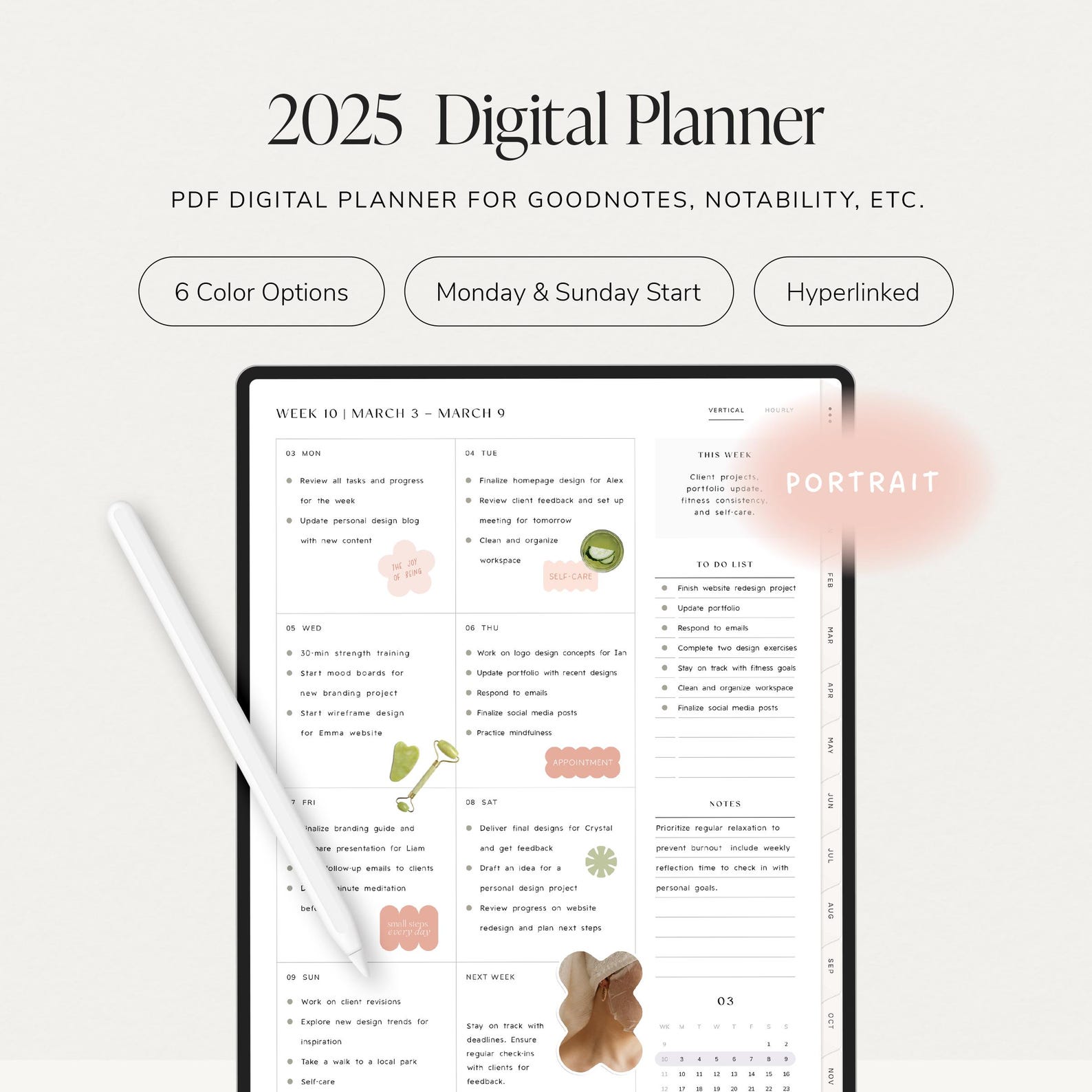 2025 Portrait Digital Planner for Goodnotes, Notability, iPad & Tablet ...