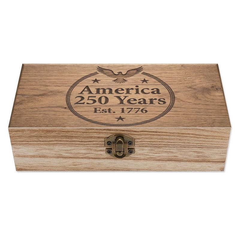 America 250th Anniversary Wood Box (PRINT) – Est 1776 Patriotic ...