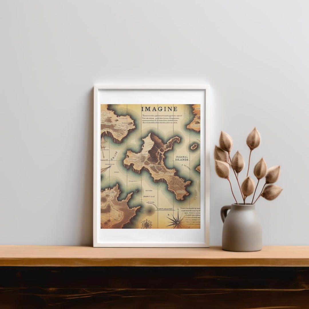 Vintage Drawn Map of Forgotten Islands Perfect for Home, Office Decor ...