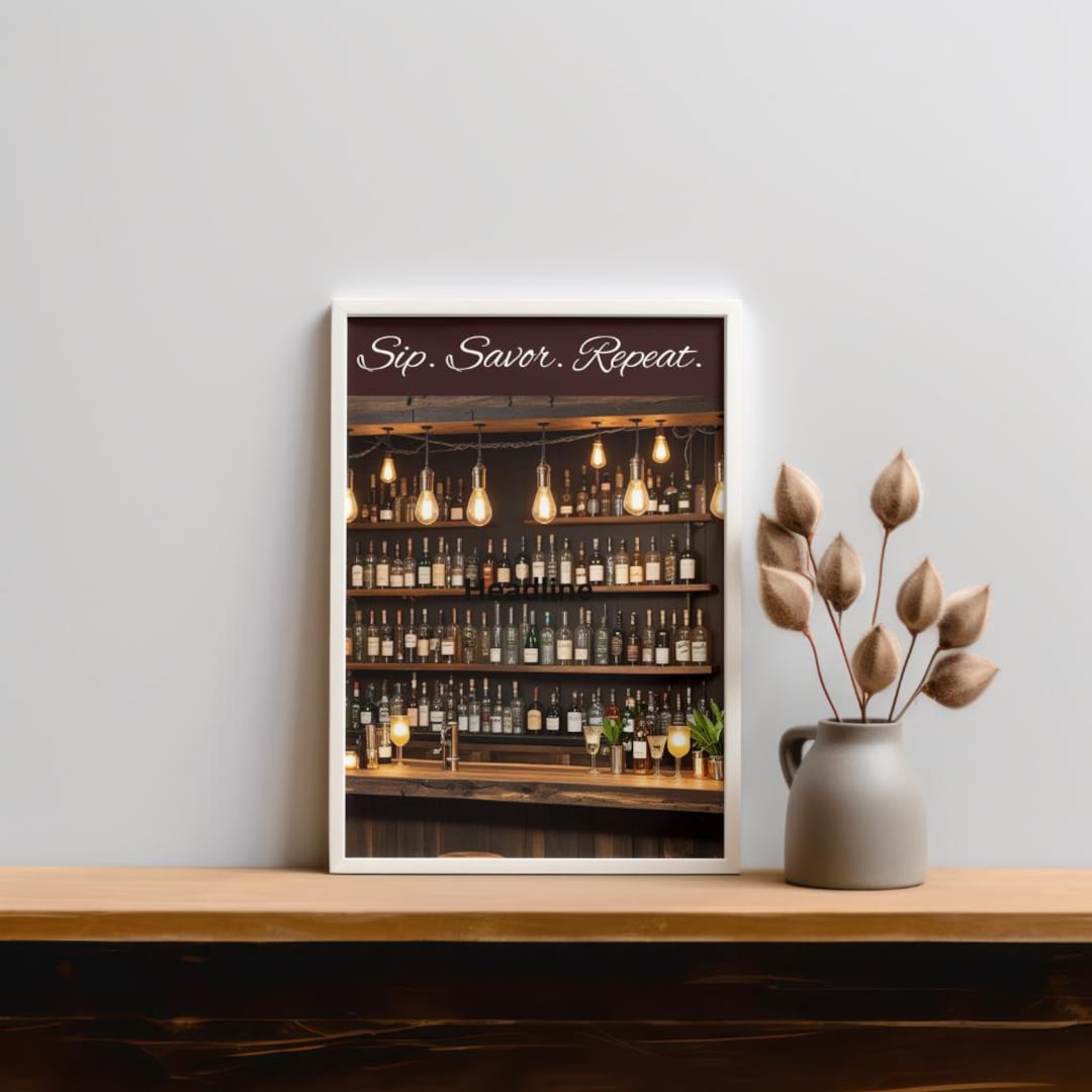 Vintage Rustic Wooden Bar Counter Wall Art - Etsy