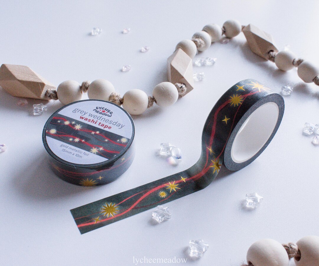 Grey Wednesday Shiny Gold Metallic Foil Washi Tape | Writable, Non ...