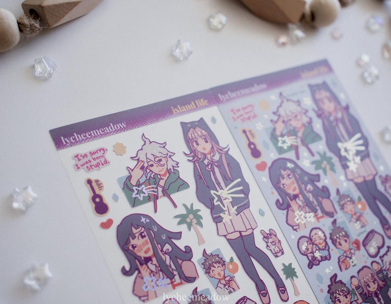 SDR2 Island Life Komahina Shiny Holographic Sticker Sheet | Waterproof ...