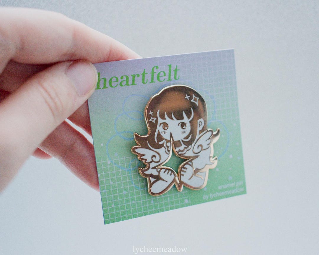 Heartfelt Original Character Enamel Pin | Double Clasp - Etsy UK