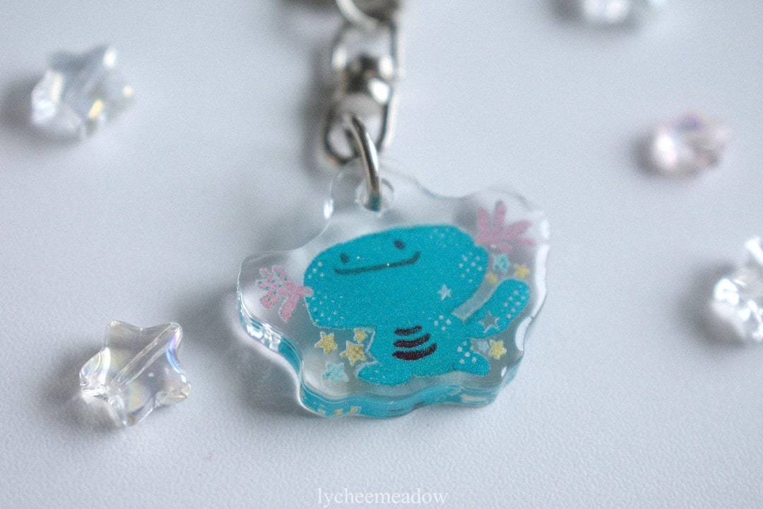 Poke Friends Blue Silly Goofy Axolotl Acrylic Keychain Charm | Double ...