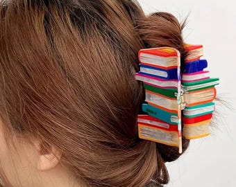 Stack of Books Claw Clip Book Lovers Hair Clip Reading Lovers Bookish ...