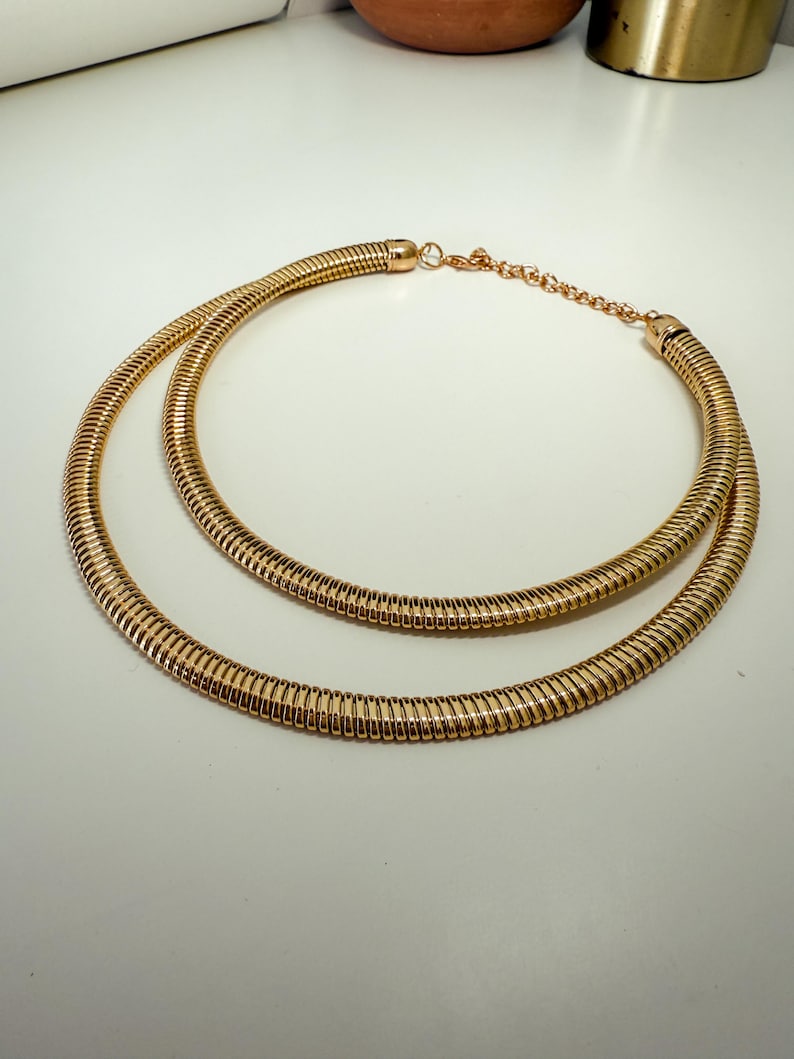 Multi-layered Torque Necklace, Gold Torque Choker, Vintage Necklace for ...