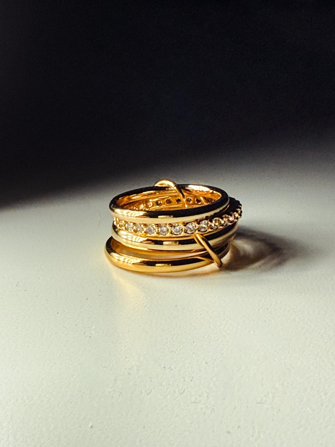 Multi-link Connected Ring, Dainty Pave Ring, Multilayer Stacking Ring ...