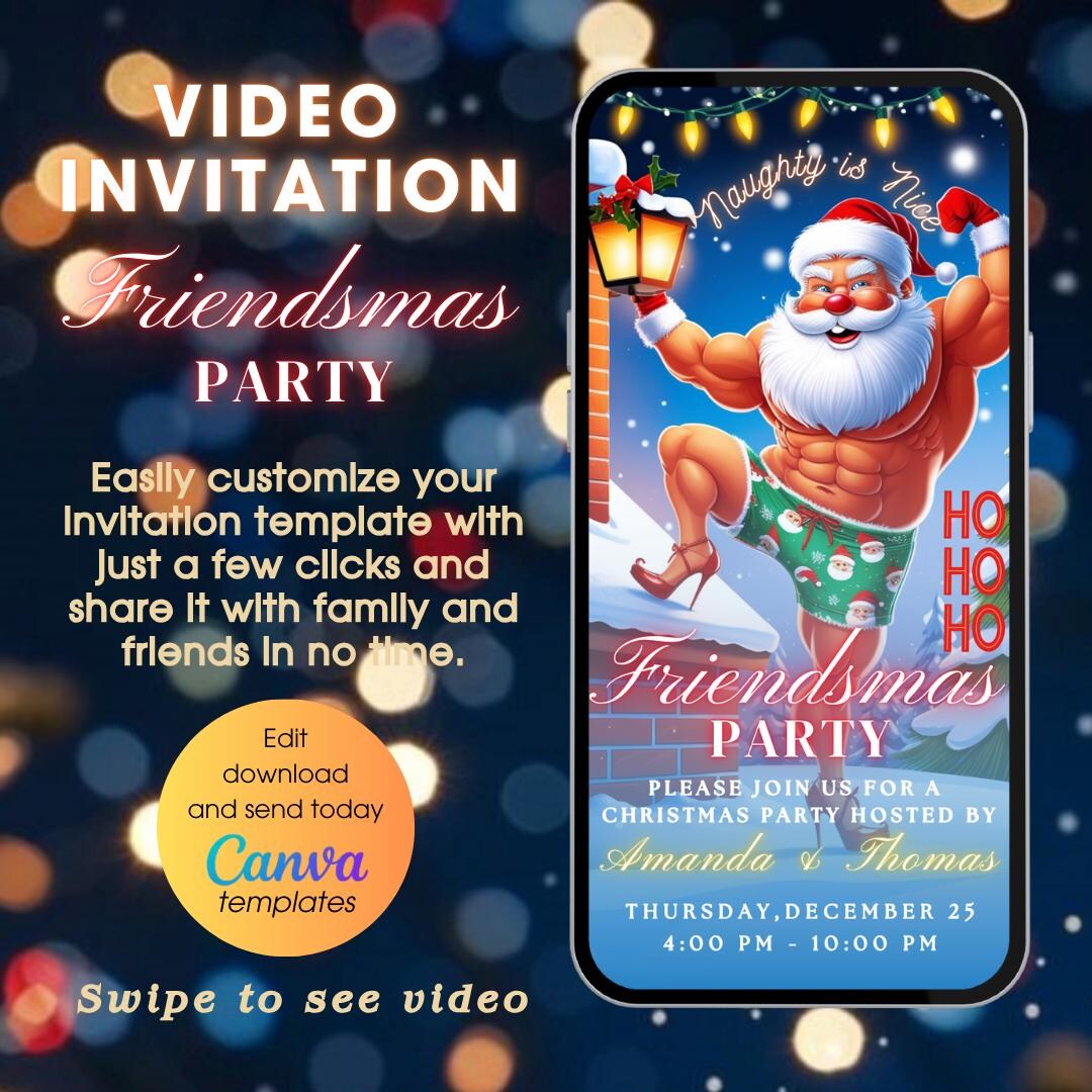 Personalized Friendsmas Party Invitation, Funny Digital Friendsmas ...