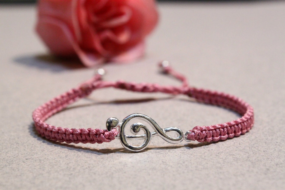 Sterling Silver Treble Clef Bracelet - Etsy