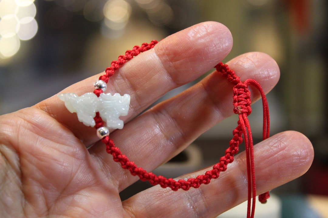 2024 Dragon Year, Jade Dragon Bracelet, Pale White Jade, Birth Animals ...