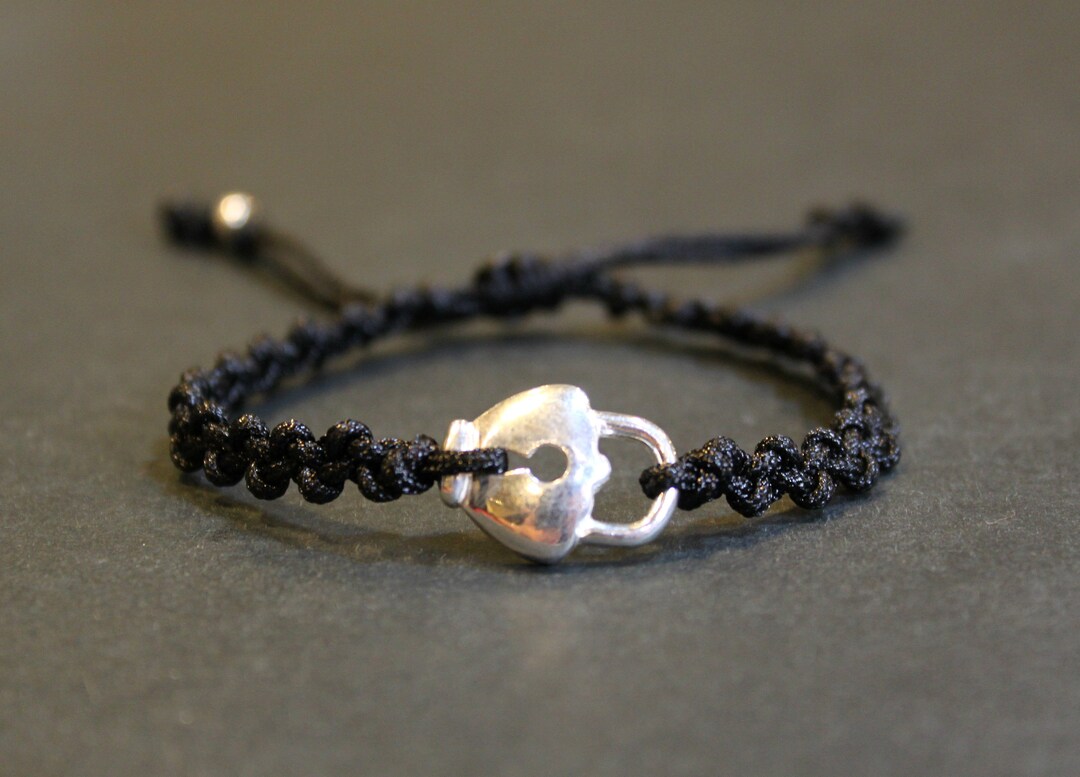 Silver Lock Bracelet Adjustable Thread Bracelet Friendship - Etsy Norway