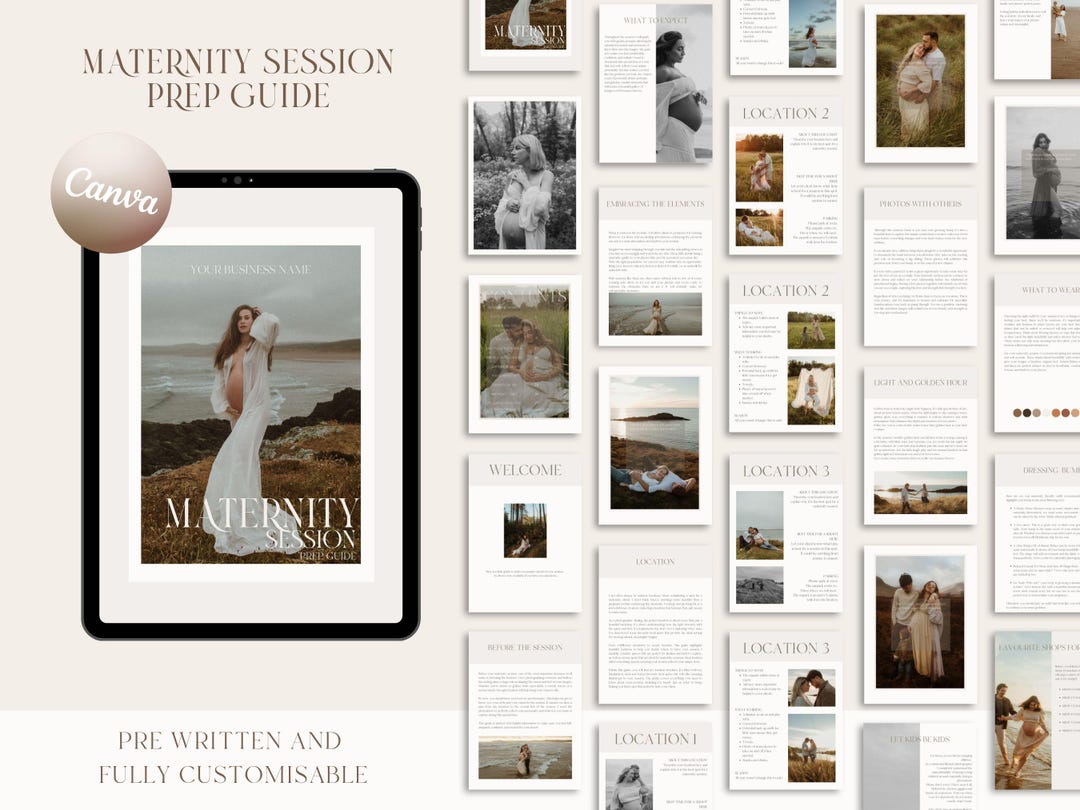 MATERNITY Prep Guide Template for Photographers, Pre-written ...