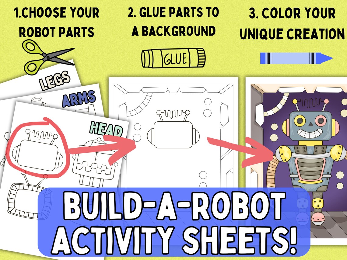 Robot Building Activity Sheets | Printable Coloring Pages (digital ...