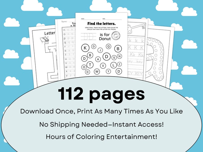 112 Page Alphabet Learning Bundle Including Letter Tracing, Letter ...
