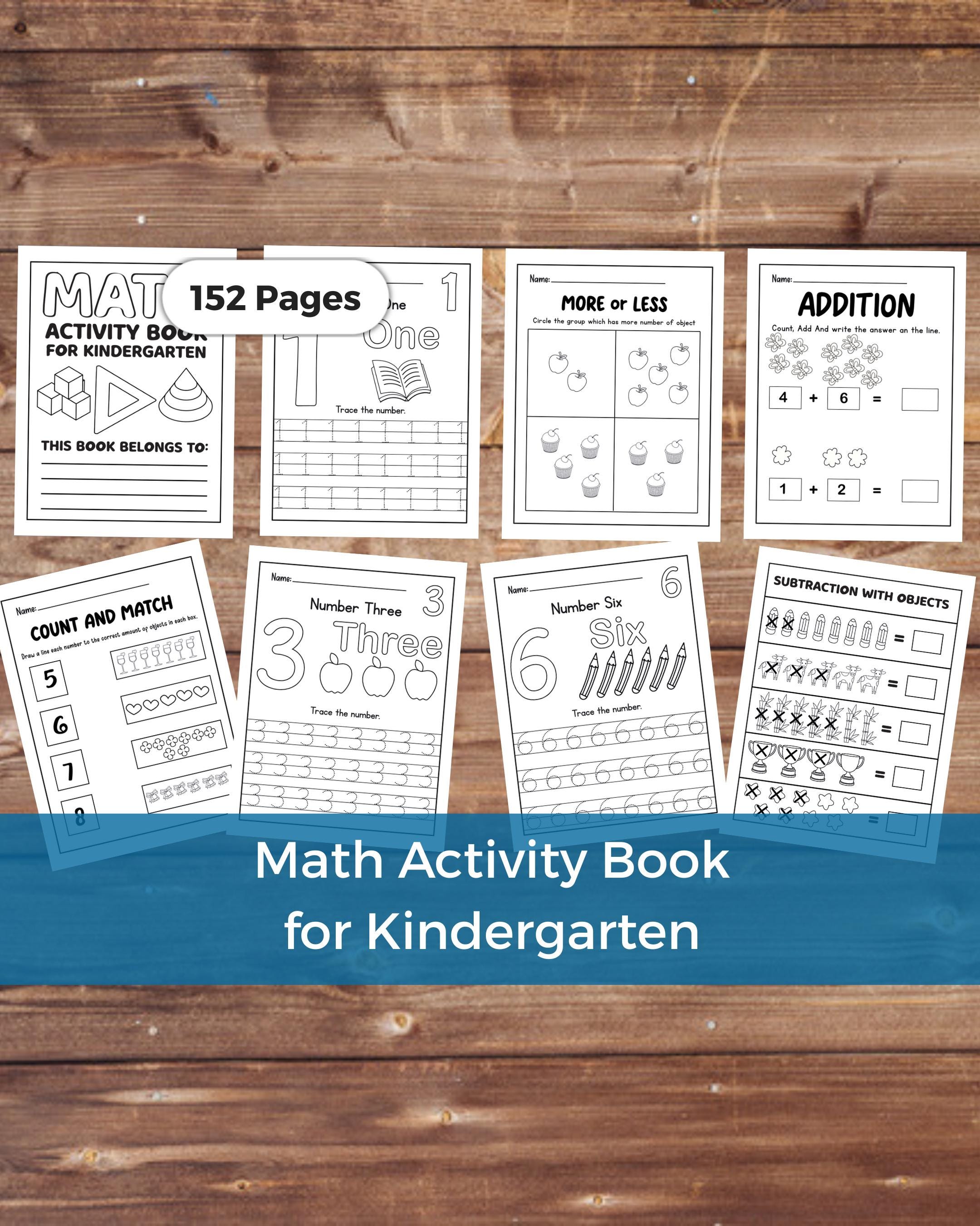 Kindergarten Math Worksheets, 152 Page Activity Book With Counting and ...