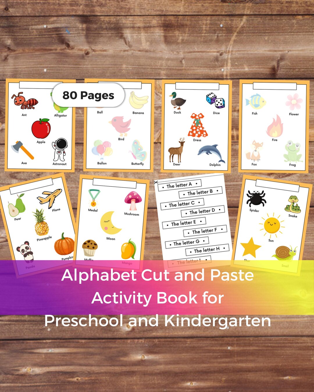 Alphabet Cut and Paste Activity Book for Preschool and Kindergarten, 80 ...