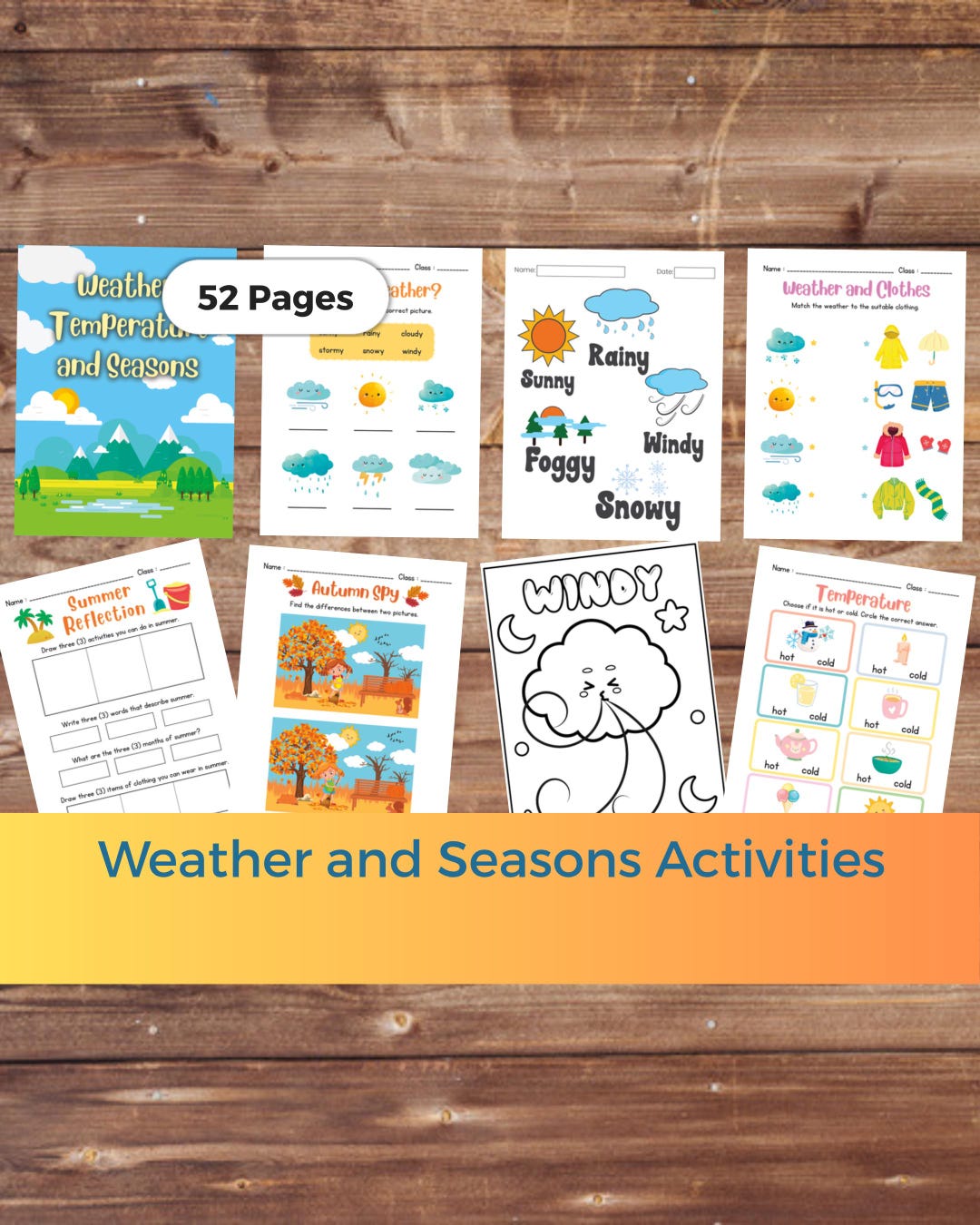 Weather Worksheets for Preschool and Kindergarten, 52 Printable Pages ...