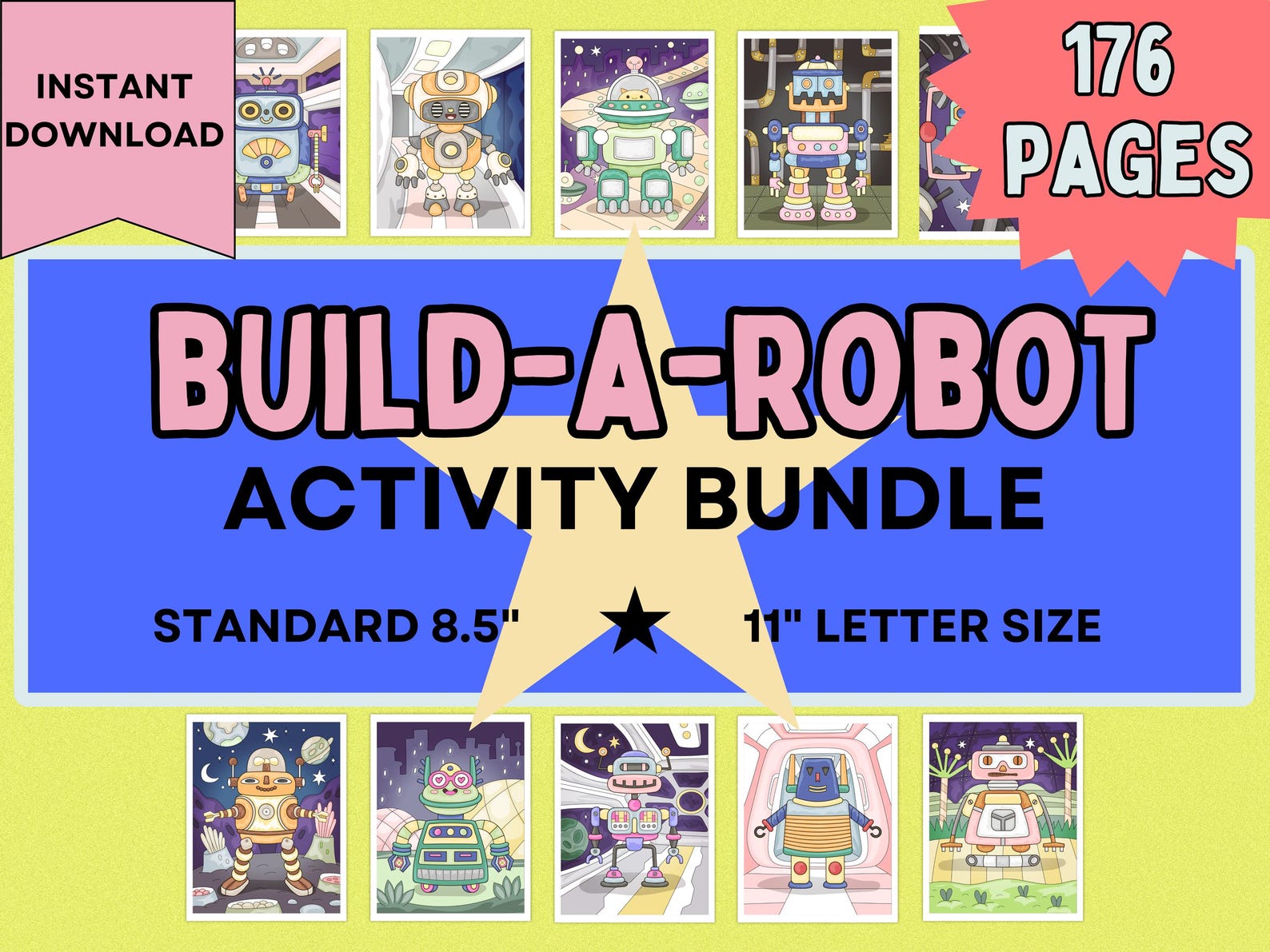 Robot Building Activity Sheets for Kids, Coloring and Cut-outs - Etsy
