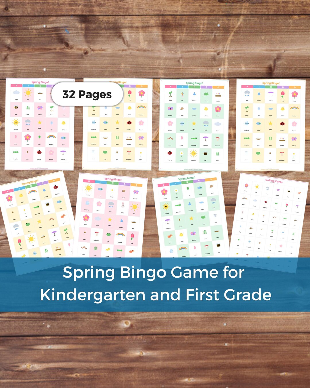 Spring Bingo Game for Kids, 30 Printable Cards With Vocabulary Words - Etsy
