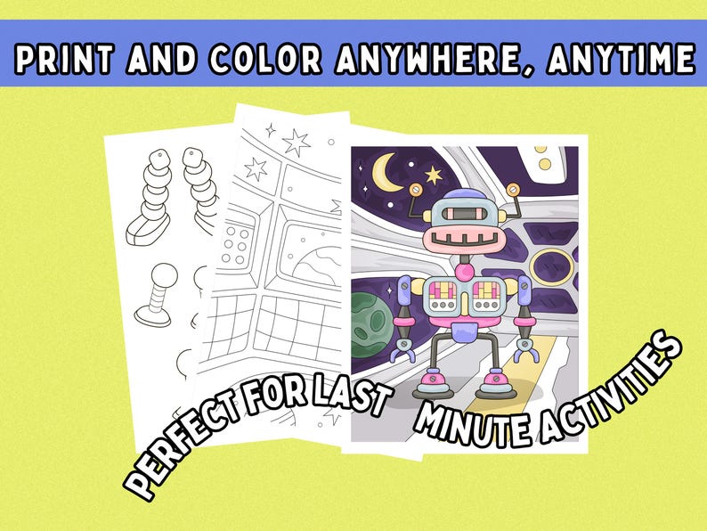 Fun Kids Robot Activity Sheets Coloring Pages Instant Download ...