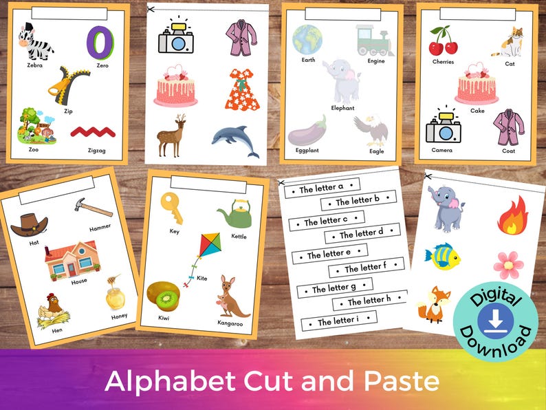Alphabet Cut and Paste Activity Book for Preschool and Kindergarten, 80 ...