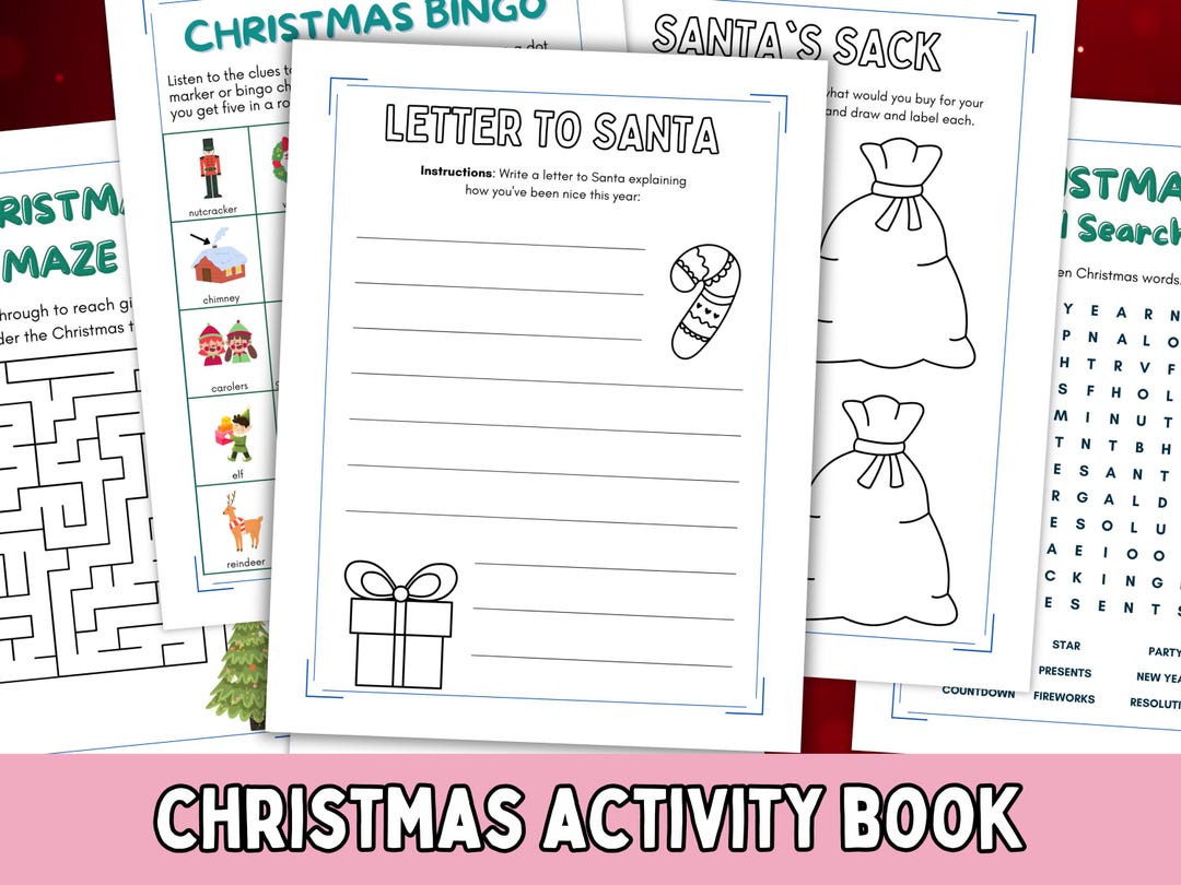 Fun Christmas Activities Pack and Coloring Book for Kids - Children's ...