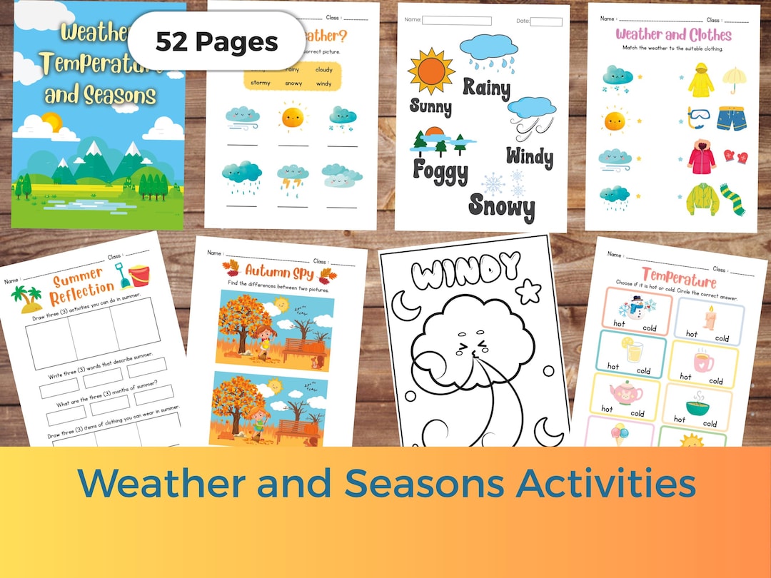 Weather Worksheets for Preschool and Kindergarten, 52 Printable Pages ...