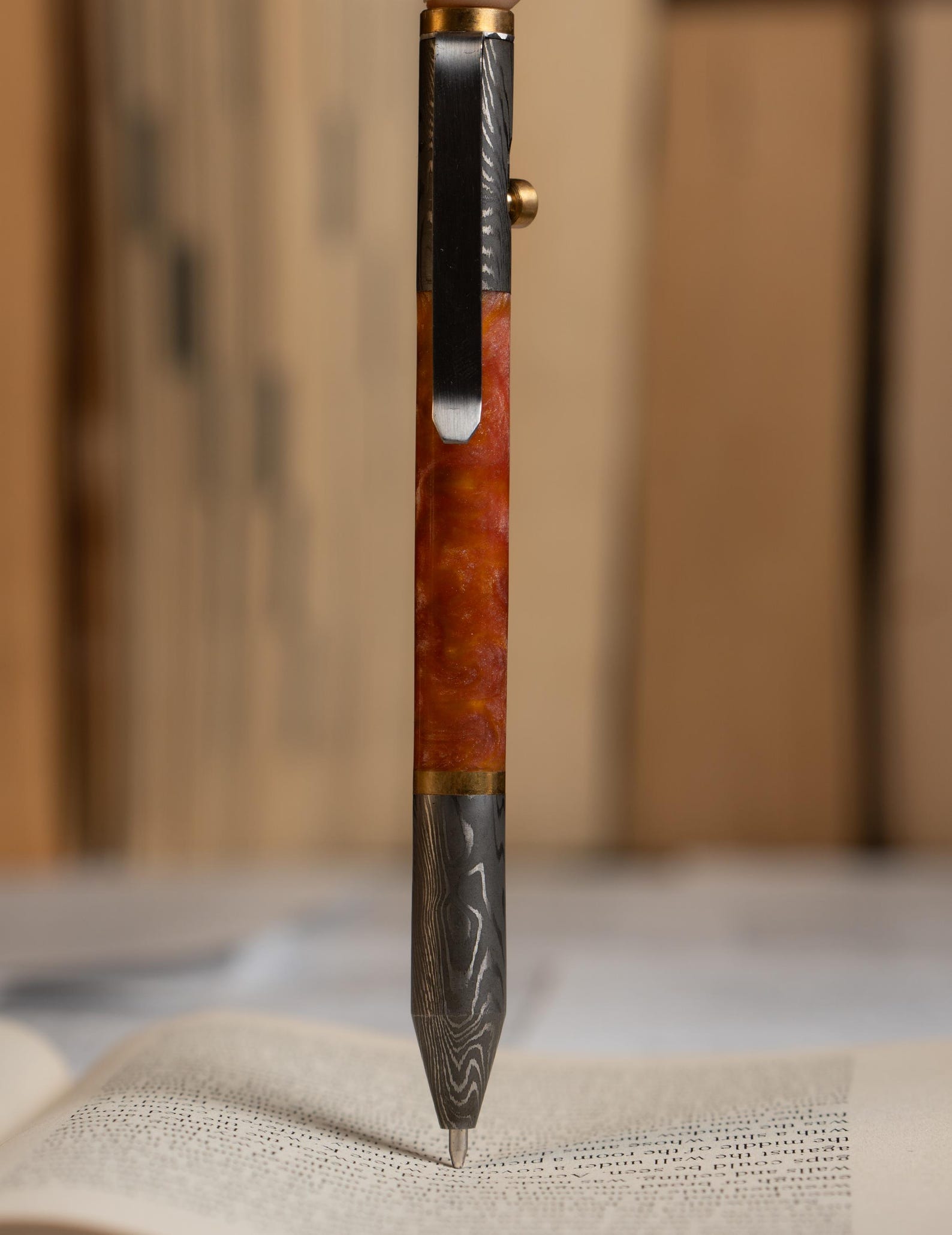Handmade Damascus Steel Ballpoint Pen: Artisan Bolt Action Design - Etsy