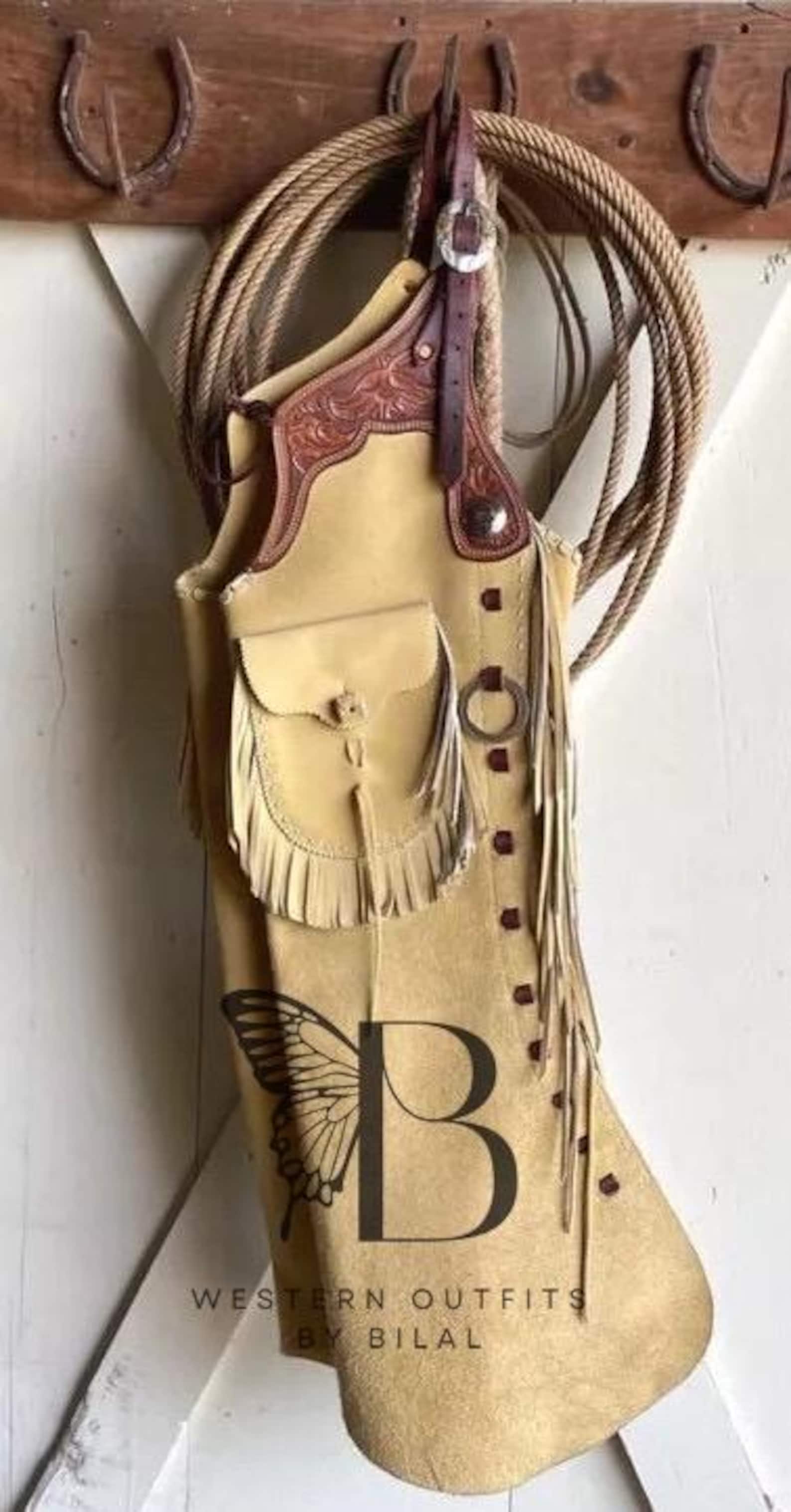 Handmade Suede Leather Cowgirl Chaps With Fringe - Etsy