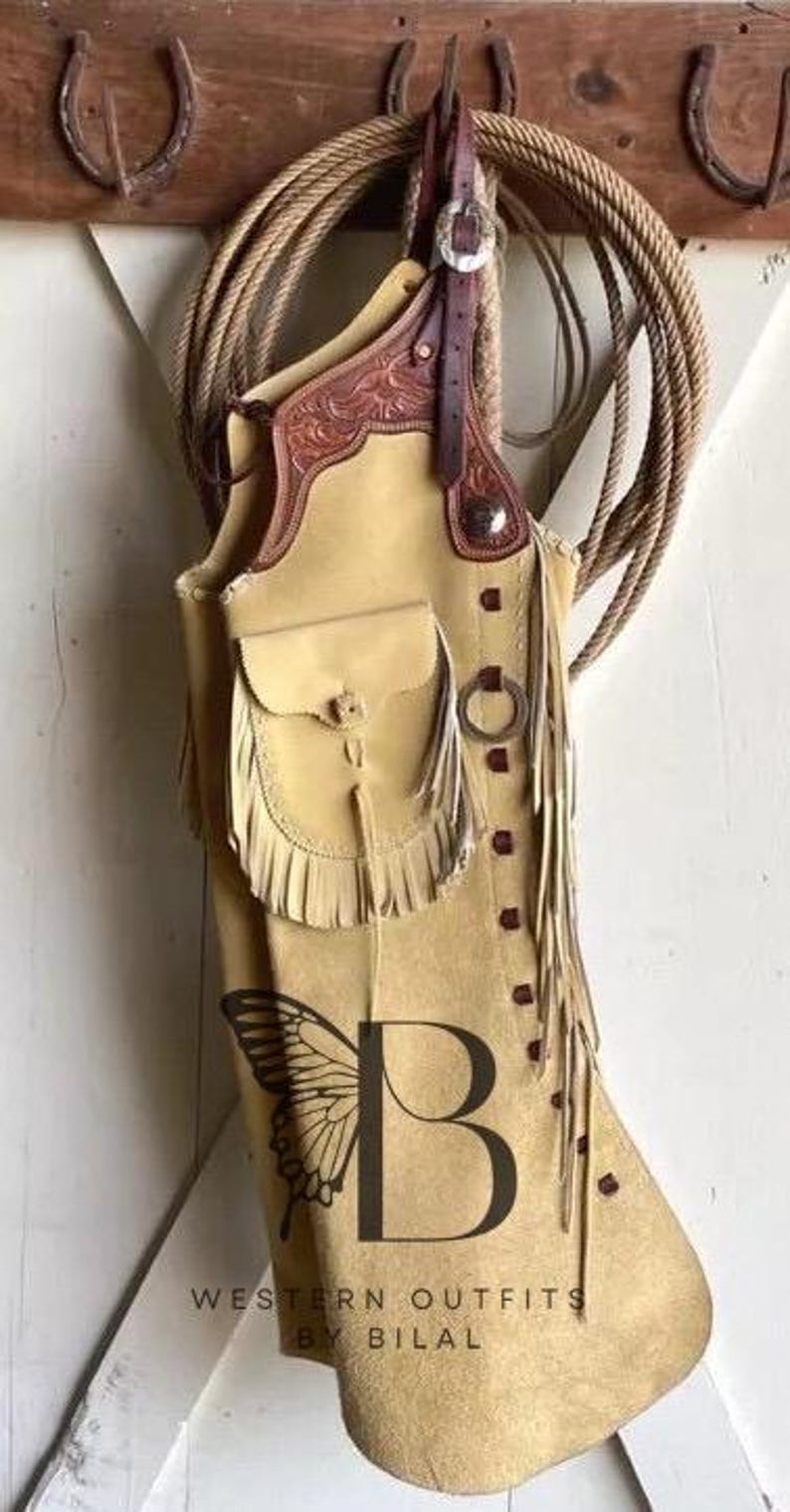 Handmade Suede Leather Cowgirl Chaps With Fringe - Etsy
