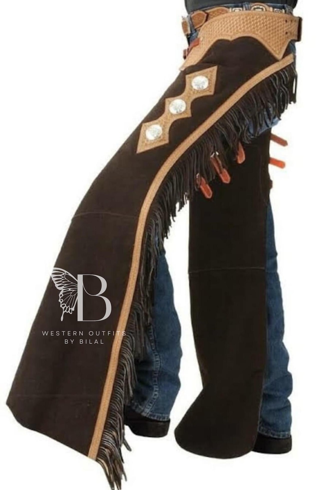 Mens Western Cowboy Suede Leather Chap L Rodeo’s Chap Mountain Men ...