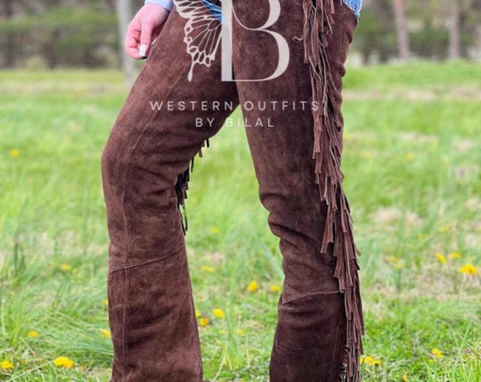 Handmade Cowgirl Chap Leather Chap Beige Brown Ladies Pant Rodeo Chap ...
