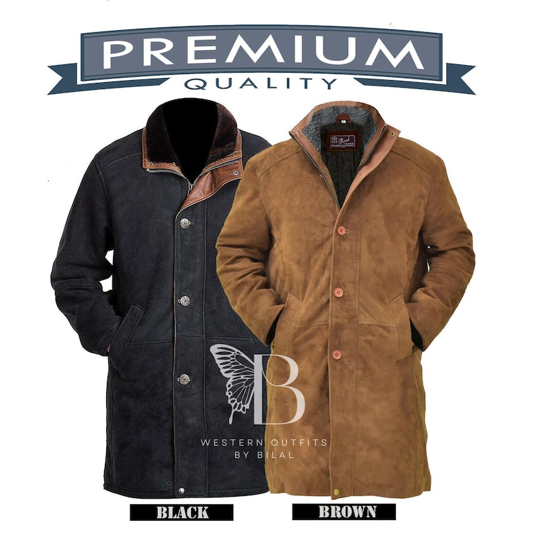 Men's Western American Coat| Cowboy Style Suede Leather Long Coat ...