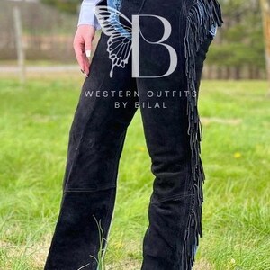 Handmade Suede Leather Cowgirl Chaps: Western Rodeo Fringe Chap - Etsy