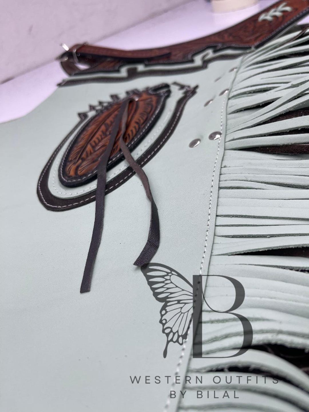 Hand Tooled Leather Rodeo Chap: Western Bull Riding Gear - Etsy