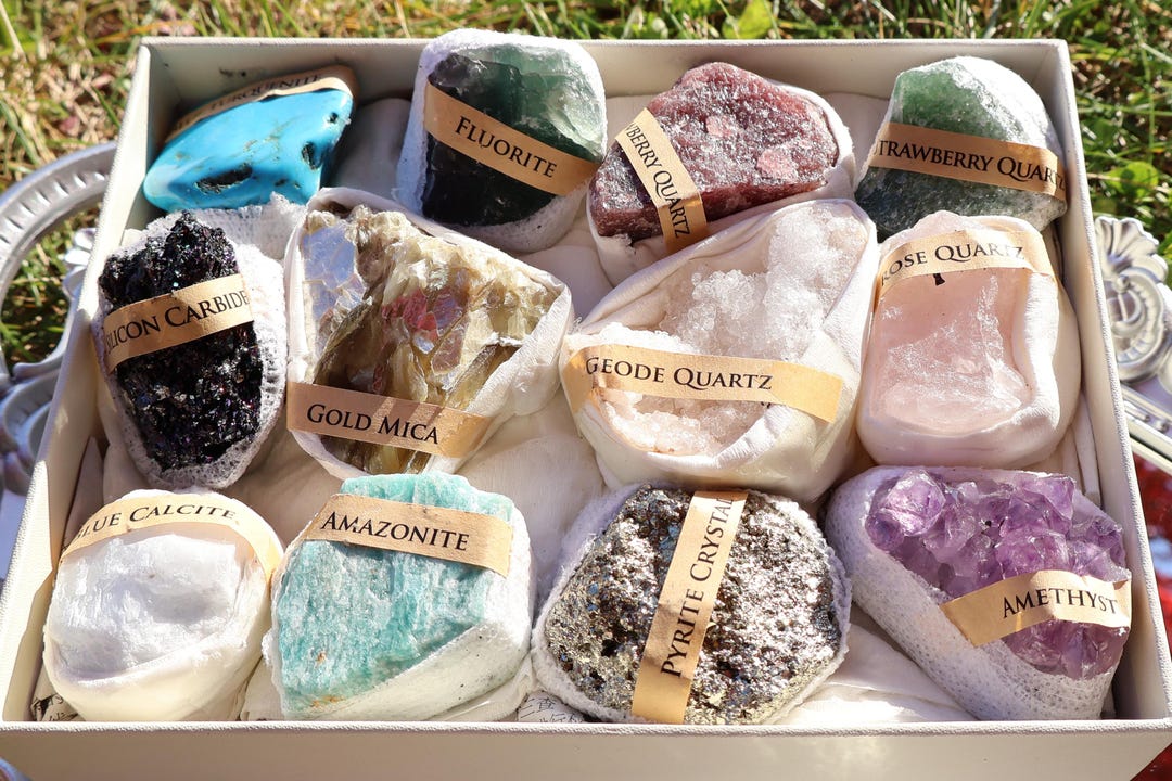 Healing Crystals Box Set, Large 12 Raw Gemstones, Chakra Energy Stones ...