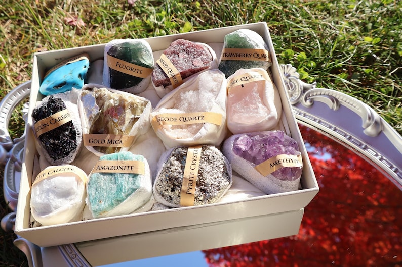 Healing Crystals Box Set, Large 12 Raw Gemstones, Chakra Energy Stones ...