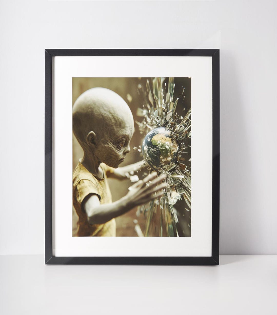 Surreal Alien Art Print - Futuristic Digital Download, Cosmic Earth ...