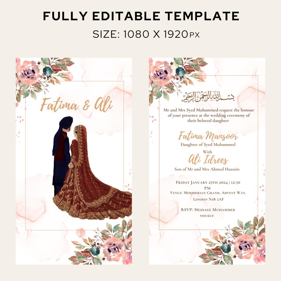 Digital Wedding Invitation Template. Nikkah/ Barat/ Rukhsati Invitation ...