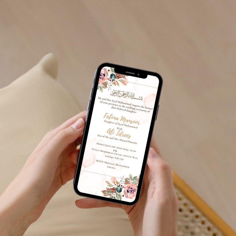Digital Wedding Invitation Template. Nikkah/ Barat/ Rukhsati Invitation ...