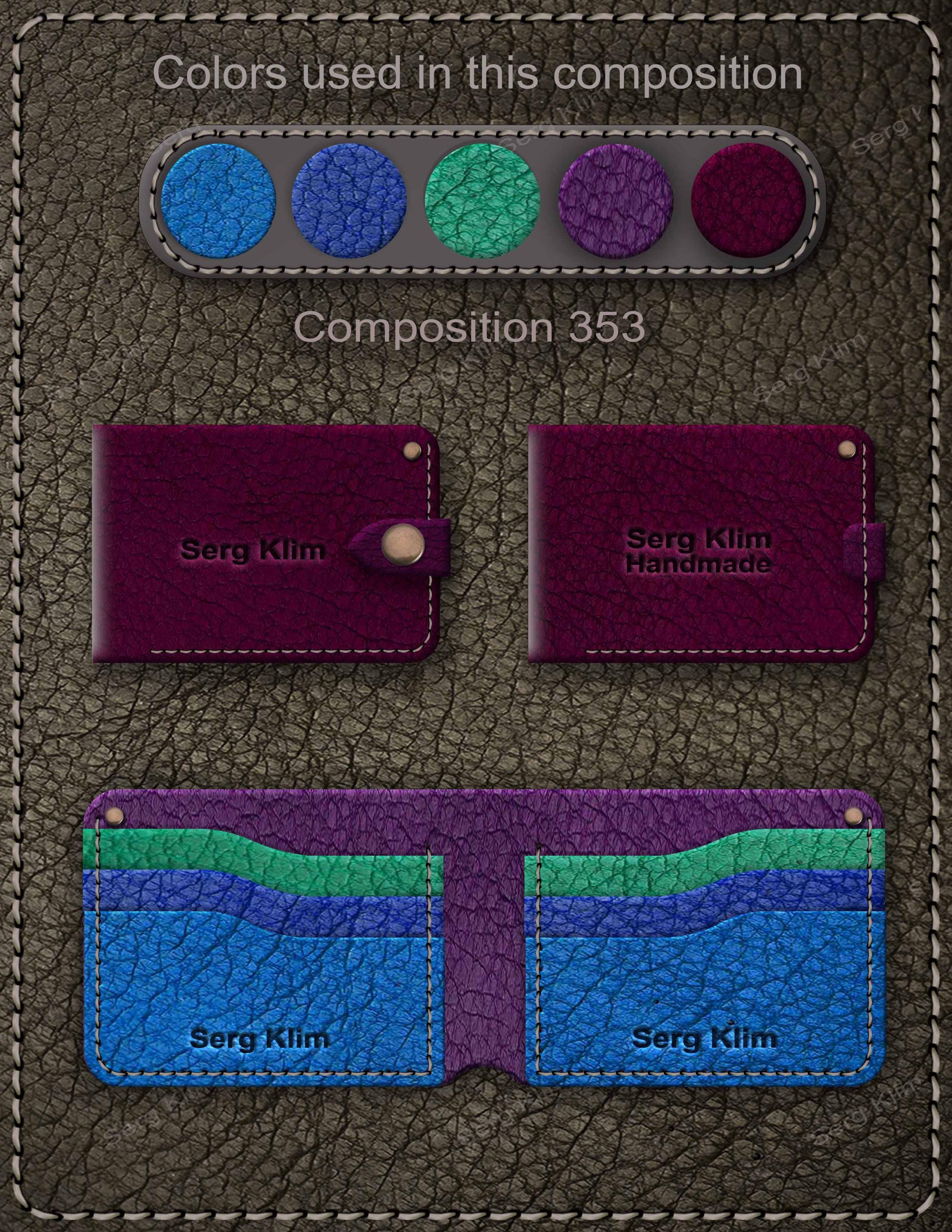Complete Color Set #15 for Bifold Wallet | 25 Color Designs & PDF Color ...