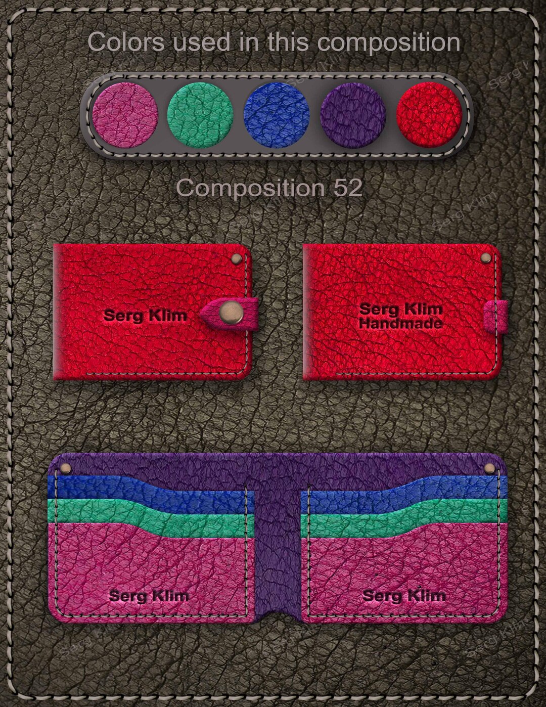 Complete Color Set #3 for Bifold Wallet | 25 Color Designs & PDF Color ...