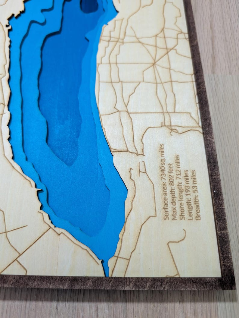 Laser Cut Lake Ontario Map | Bathymetric Engraving (digital Download ...