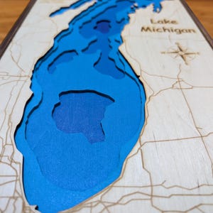 Laser Cut Lake Michigan Map | Bathymetric Engraving (digital Download ...