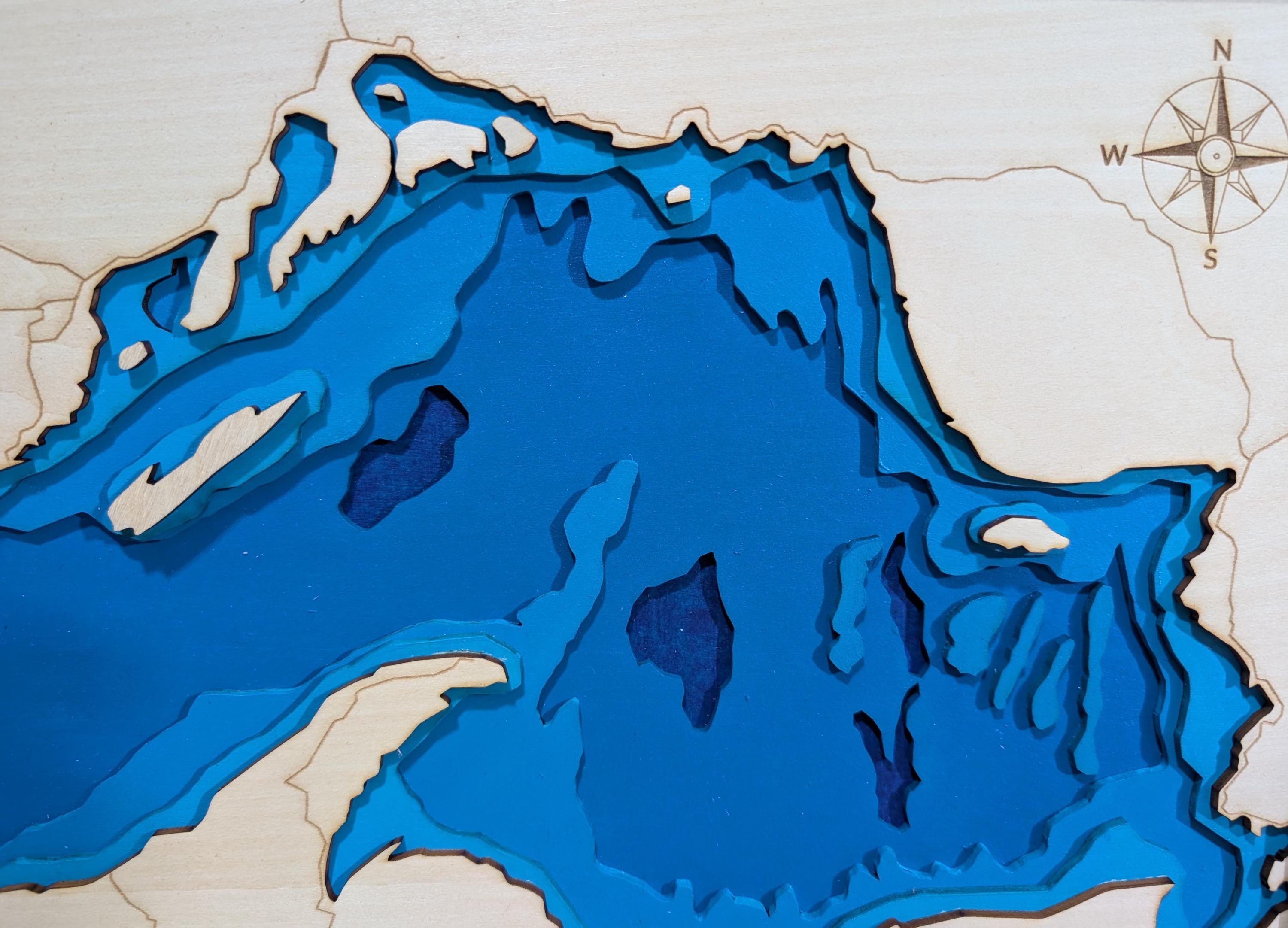 Laser Cut Map | Laser Engraver | Lake Superior| Bathymetric Map ...