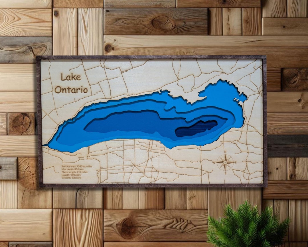Laser Cut Map | Laser Engraver | Lake Ontario | Bathymetric Map ...